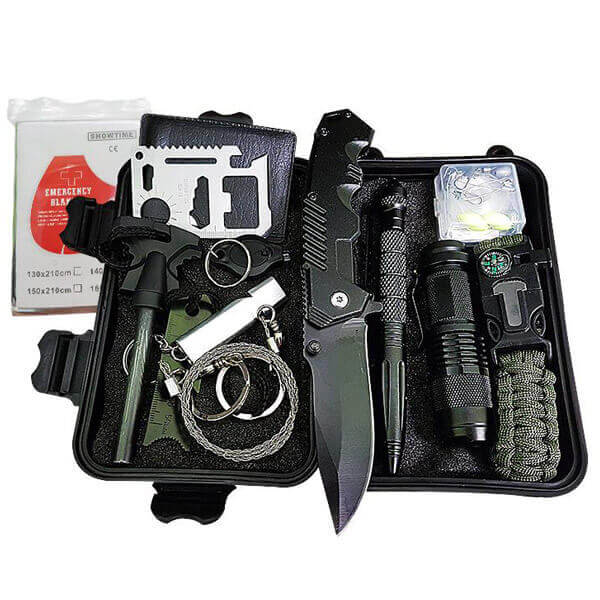 Fully loaded Survival Kit emergency tools fire striker compass